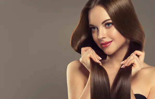 Wallpaper Look Girl Face Smile Model Hair Hands Makeup For