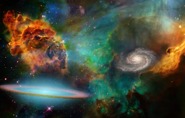 Wallpaper colors, cosmos, collage for mobile and desktop, section ...