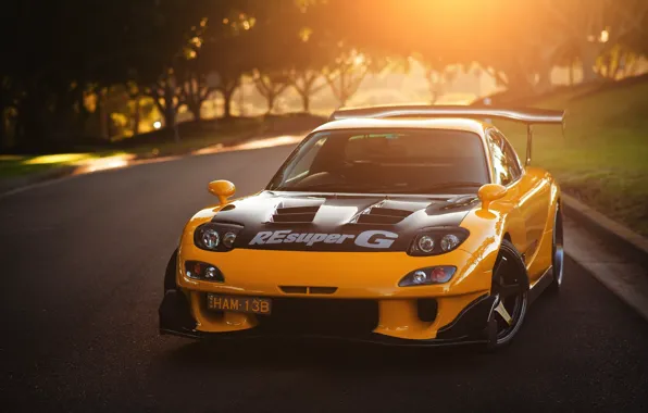 Wallpaper The sun, Road, Mazda, Yellow, Mazda, Drift, Car, Yellow for ...