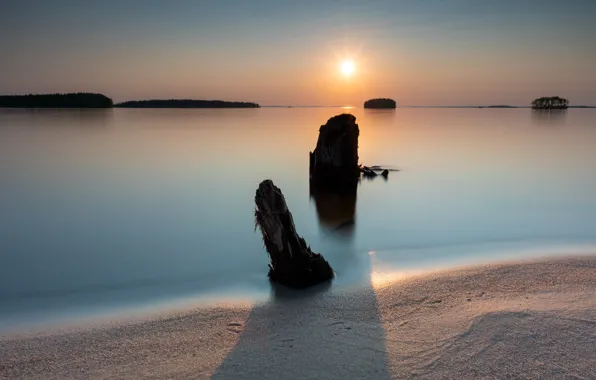 Wallpaper sunset, lake, Koitere, Unit converter for mobile and desktop ...