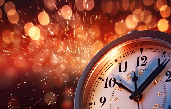 Wallpaper light, time, lights, lights, watch, salute, Christmas, New ...