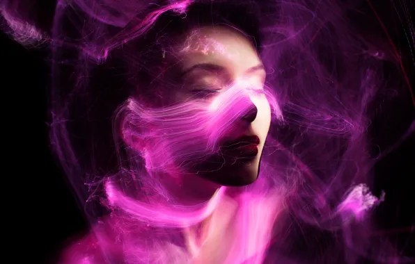 Wallpaper portrait, style, light, abstraction, divorce, face, lilac ...