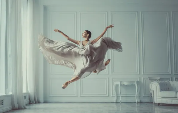 Wallpaper girl, pose, jump, dance, dress, ballerina, ballet, Pointe ...