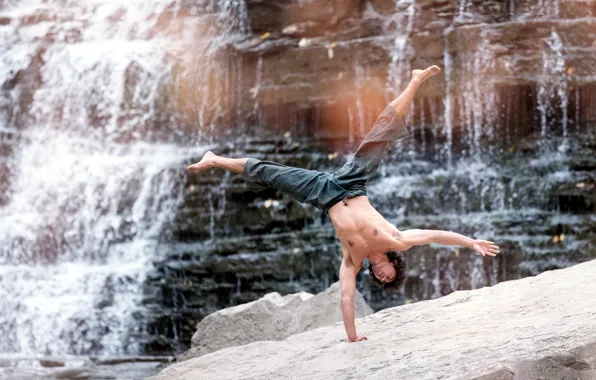 Wallpaper waterfall, dancer, Michael Demski for mobile and desktop ...