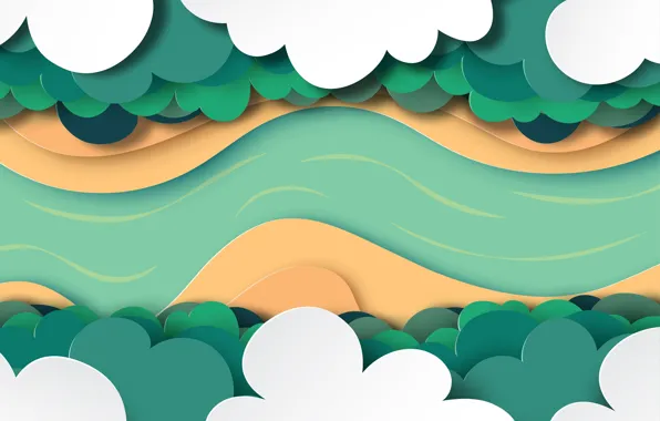 Wallpaper forest, paper, vector, obloka for mobile and desktop, section ...