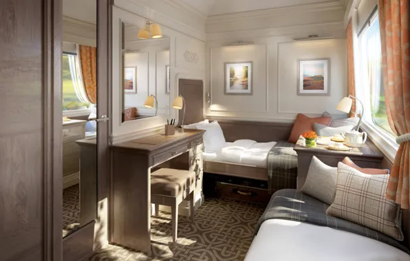 Wallpaper train, room, luxury, Irish Orient Express, compartment images ...
