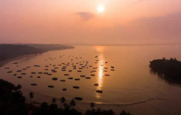 Wallpaper India, sunrise, sunrise, Goa, India, cocoa beach, fishing ...