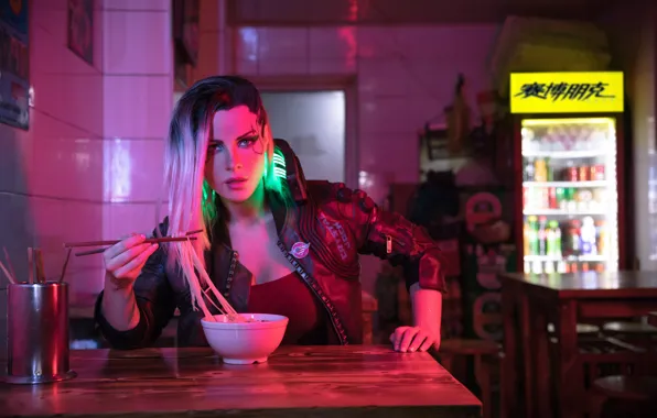Wallpaper food, cosplay, look, cyberpunk 2077, Irina Meier, Irina ...