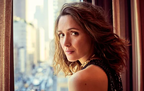 Download wallpaper look, portrait, makeup, actress, window, hairstyle ...