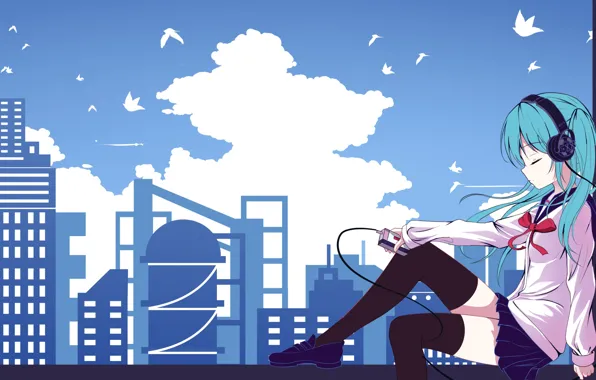 Wallpaper the city, girl, vocaloid, hatsune miku, Vocaloid, Hatsune ...