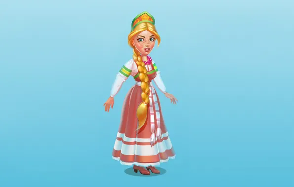 Wallpaper figure, Girl, Braid, Art, Art, Russian girl, National costume ...
