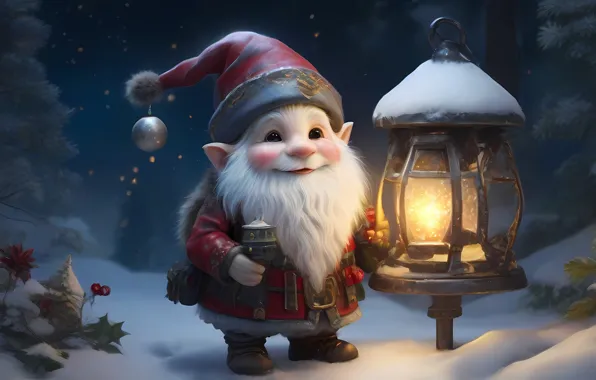 Wallpaper toy, Christmas, New year, Santa Claus, dwarf, gnome, AI art ...