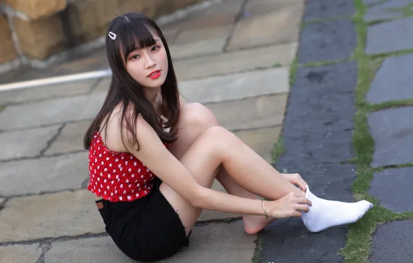 Wallpaper look, pose, model, skirt, portrait, sock, makeup, figure for ...