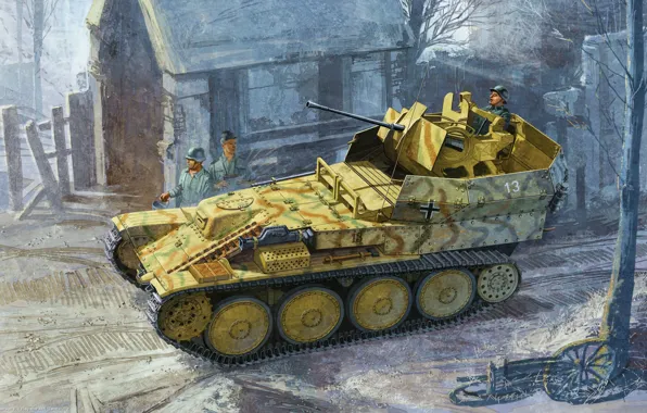 Wallpaper art, soldiers, German, APU, Flakpazner 38(t), antiaircraft ...