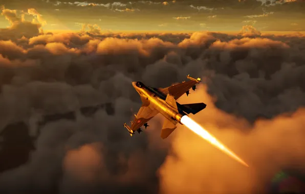 Wallpaper planes, sunset, Iraq, War Thunder, jets, F 16C, iraqi air ...