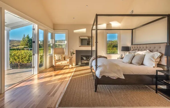 Wallpaper design, style, room, interior, fireplace, bedroom, John David ...