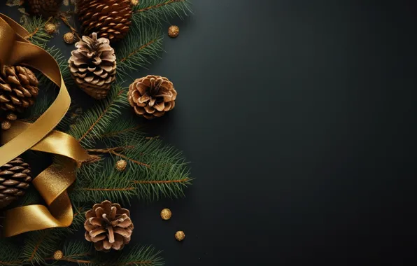 Download wallpaper decoration, the dark background, New Year, Christmas ...