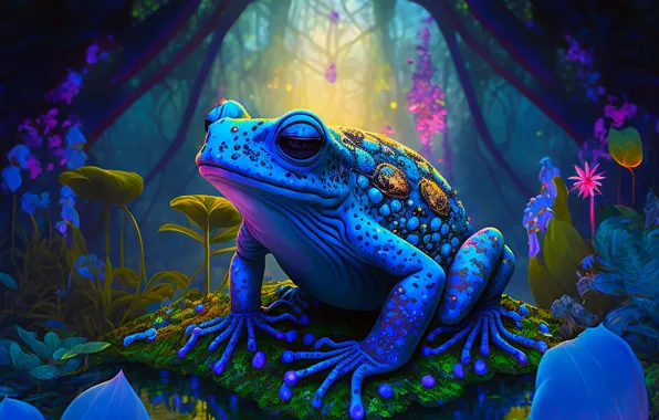 Wallpaper style, fantasy, frog, AI art, neural network for mobile and ...