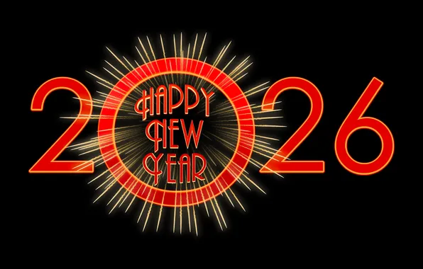 Wallpaper New Year, Black background, Celebrations, 2026 New Year ...
