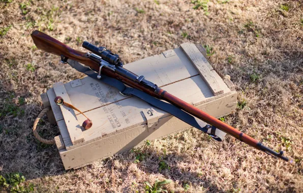 Download wallpaper field, grass, box, rifle, sniper, Mosin, M91/30 ...