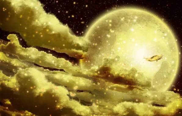 Wallpaper the sky, night, the moon, goldfish for mobile and desktop ...