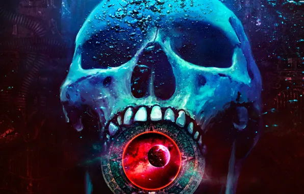 Wallpaper bubbles, skull, planet, signs, seas of infinity, Mega drive ...