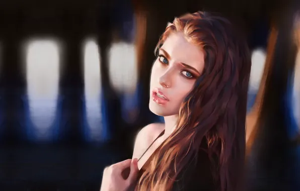 Download wallpaper girl, portrait, art, Study, Tim Liu, section art in ...