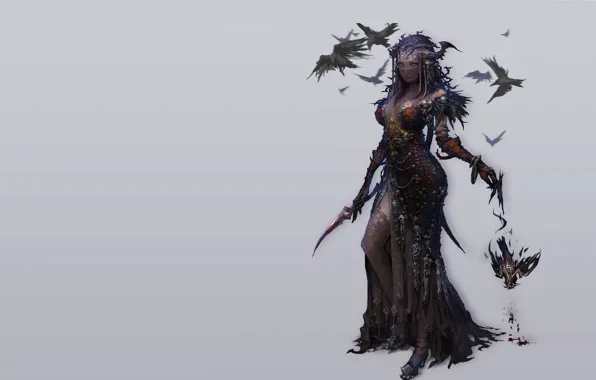 Download wallpaper girl, death, fantasy, art, Raven, veil, siren ...