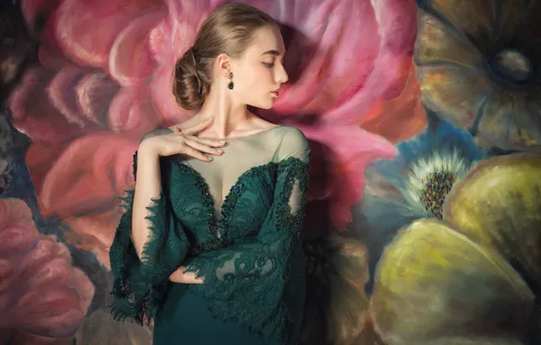 Wallpaper face, background, model, hair, dress, profile for mobile and ...