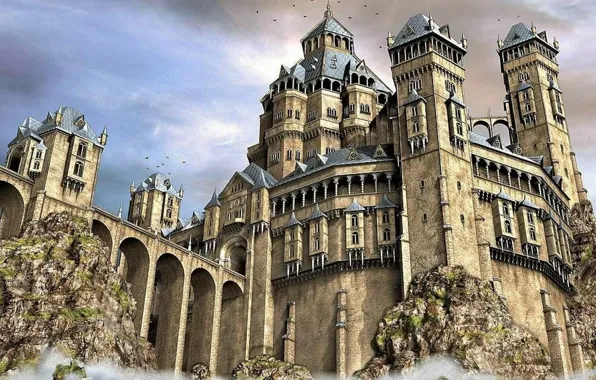 Wallpaper bridge, art, castle, arches for mobile and desktop, section ...