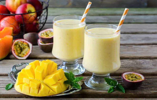 Wallpaper apples, Board, tube, drink, fruit, mango, mint, passion fruit ...