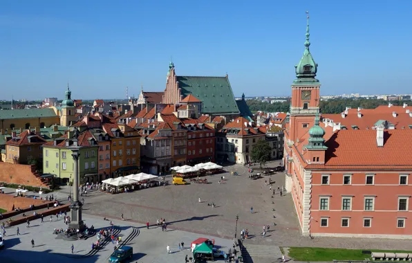 Wallpaper the sky, home, area, Poland, Warsaw, Royal Palace, the view ...