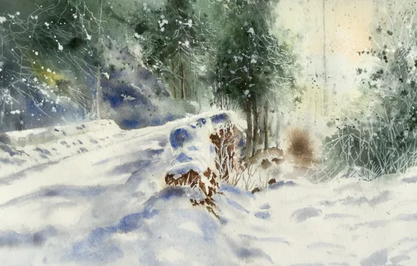 Wallpaper nature, picture, watercolor for mobile and desktop, section ...