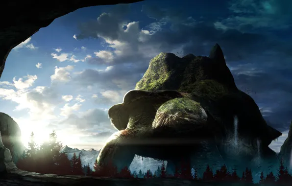 Wallpaper the sky, turtle, art for mobile and desktop, section ...