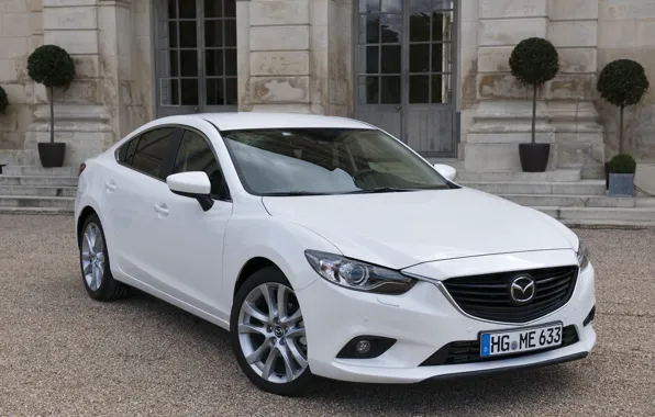 Wallpaper white, Mazda, white, beautiful, sedan for mobile and desktop ...