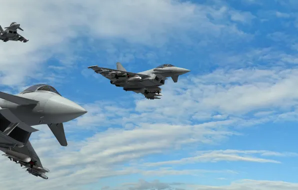 Download wallpaper Clouds, Flight, Fighters, Military jet fighters ...