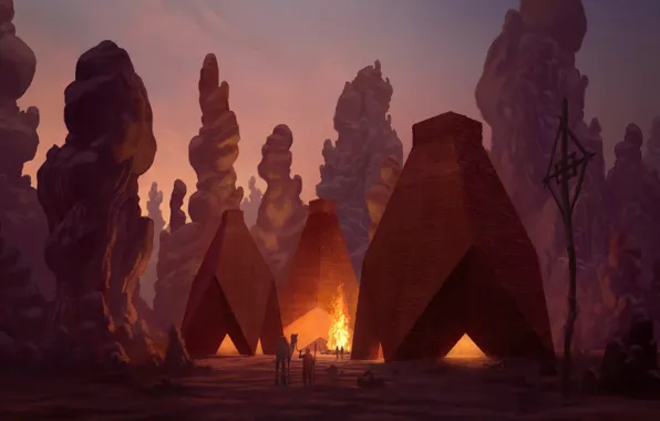 Download wallpaper people, rocks, facilities, the fire, Outpost ...