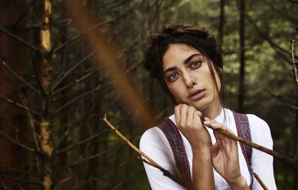 Wallpaper German, green eyes, jungle, model, black hair, Samira Mahboub ...