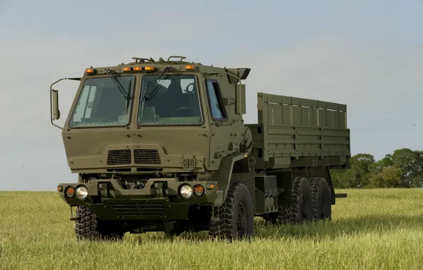 Wallpaper field, the sky, truck, military, average, FMTV images for desktop, section грузовики ...