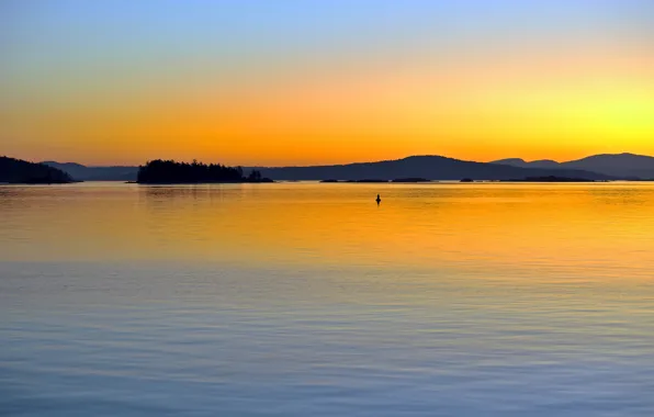 Download wallpaper the sky, trees, sunset, mountains, lake, island ...