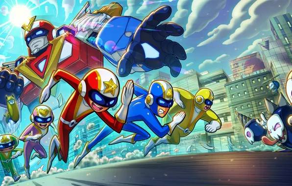 Wallpaper road, the sky, clouds, the game, art, costume, Run Run Super ...