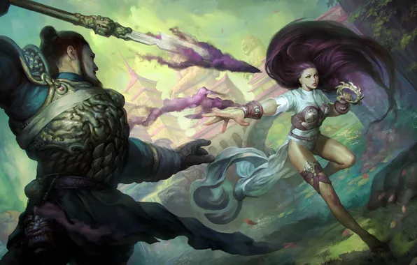 Wallpaper girl, magic, art, male, spear, Magic The Gathering for mobile ...