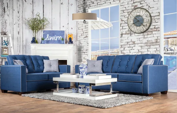 Wallpaper living room, interior, design. house, marine style for mobile ...