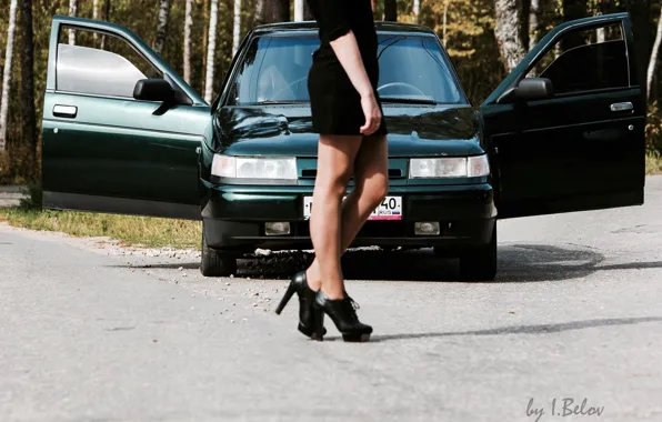 Wallpaper machine, girl, legs, Lada, VAZ, 2110 for mobile and desktop ...