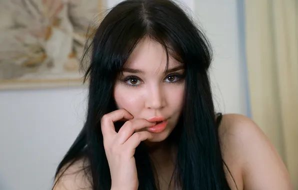 Wallpaper long hair, model, Malena, gorgeous, photoshoot, posing, closeup, beautiful face for ...