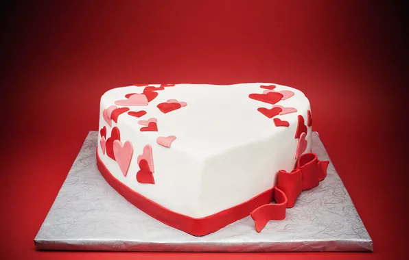 Wallpaper heart, cake, sweet, delicious, Valentine's Day for mobile and ...