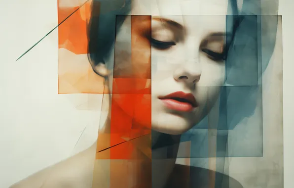 Wallpaper look, girl, portrait, imitation painting, AI art, neural ...