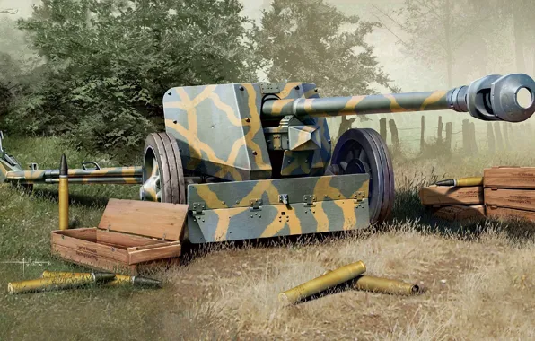 Wallpaper Germany, The Wehrmacht, Anti - tank gun, PaK 40 for mobile ...