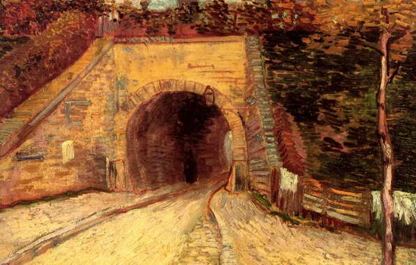 Download wallpaper arch, tunnel, Vincent van Gogh, Underpass, Roadway ...