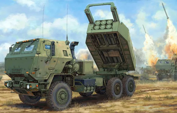 Wallpaper USA, High Mobility Artillery Rocket System, on a wheeled ...